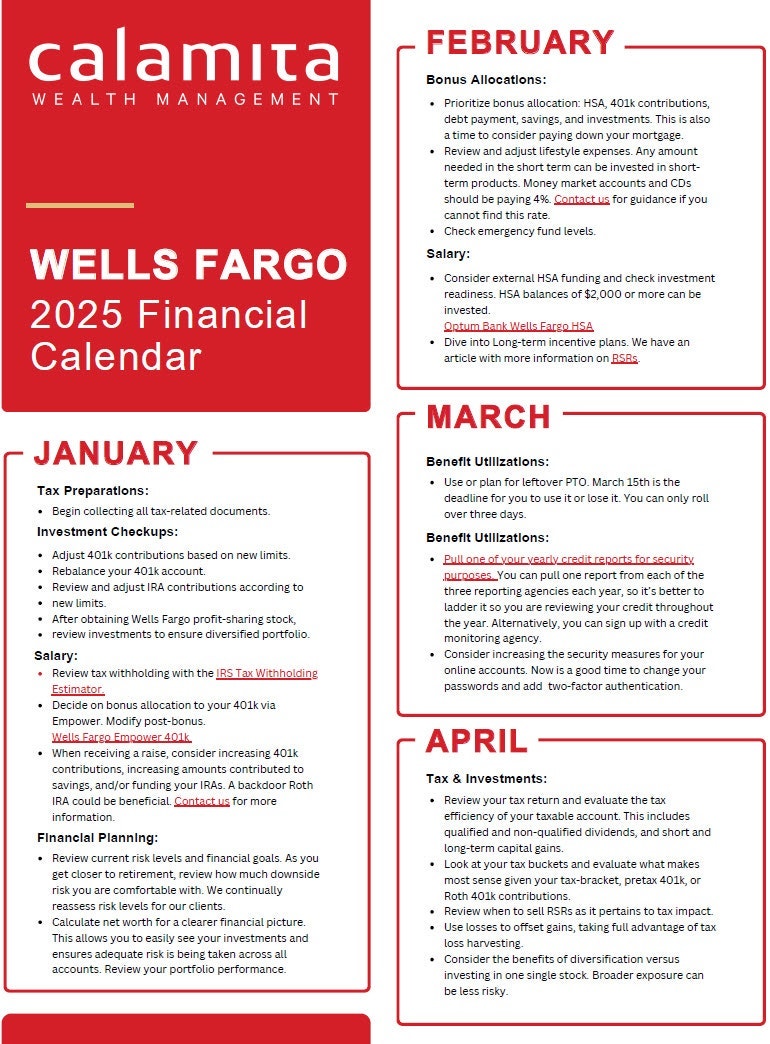 Financial Calendar Download | Calamita Wealth Management